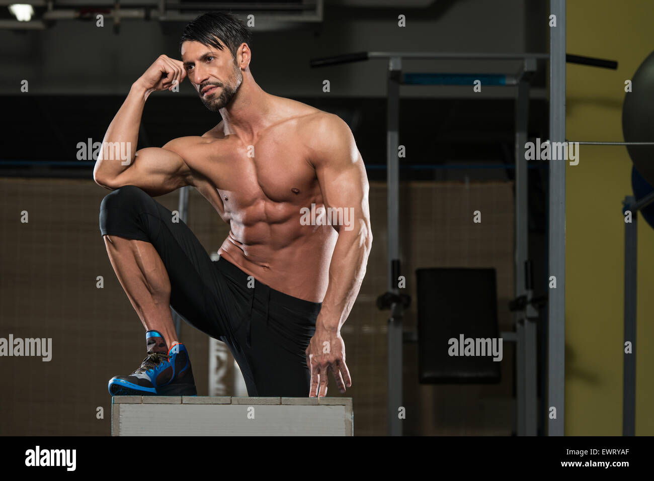 Portrait Of A Physically Fit Young Man Resting After Exercise Stock ...