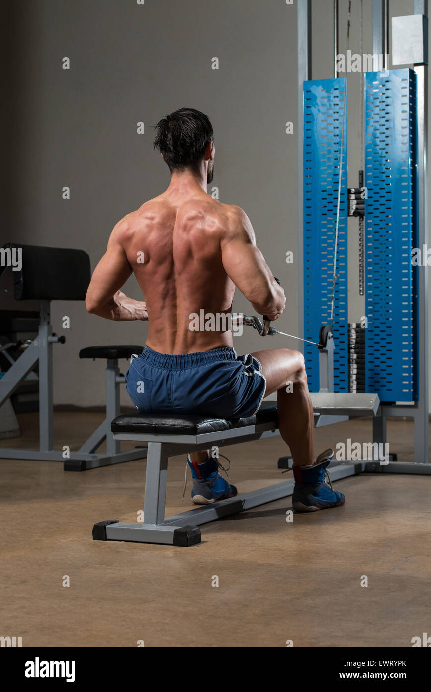 Male Fitness Athlete Doing Heavy Weight Exercise For Back Stock Photo ...