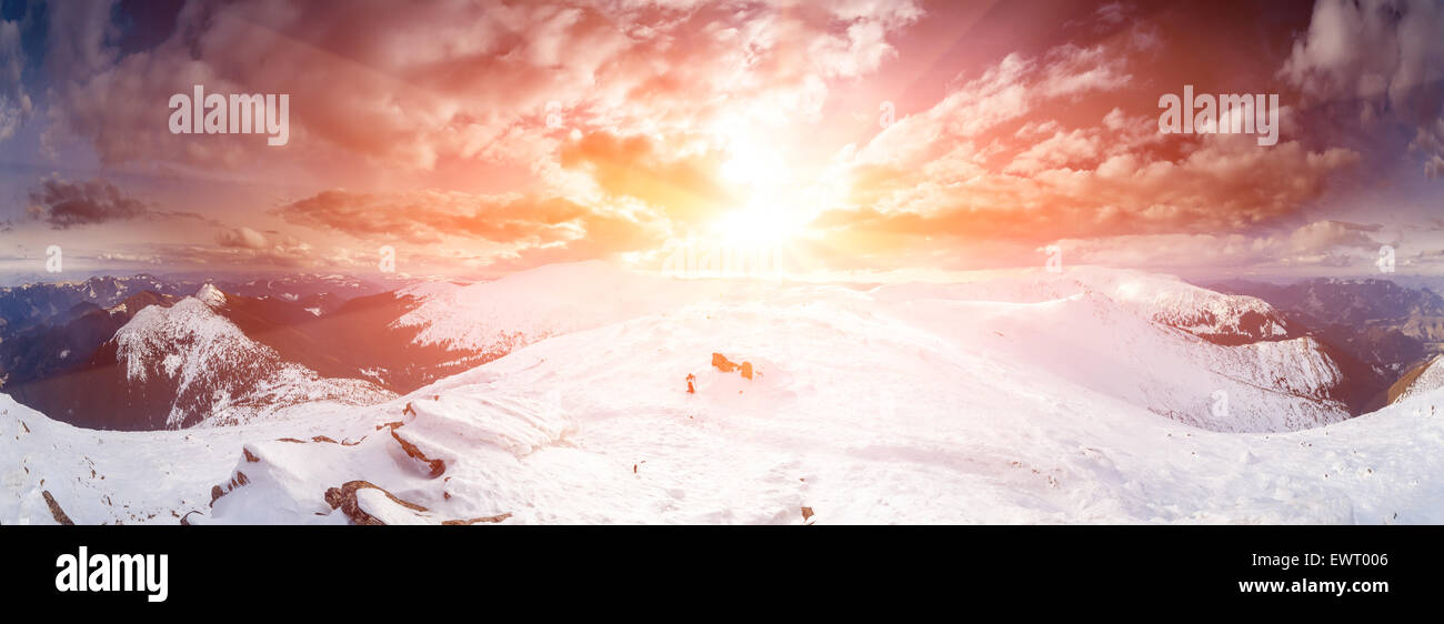 Panoramic winter landscape Stock Photo - Alamy