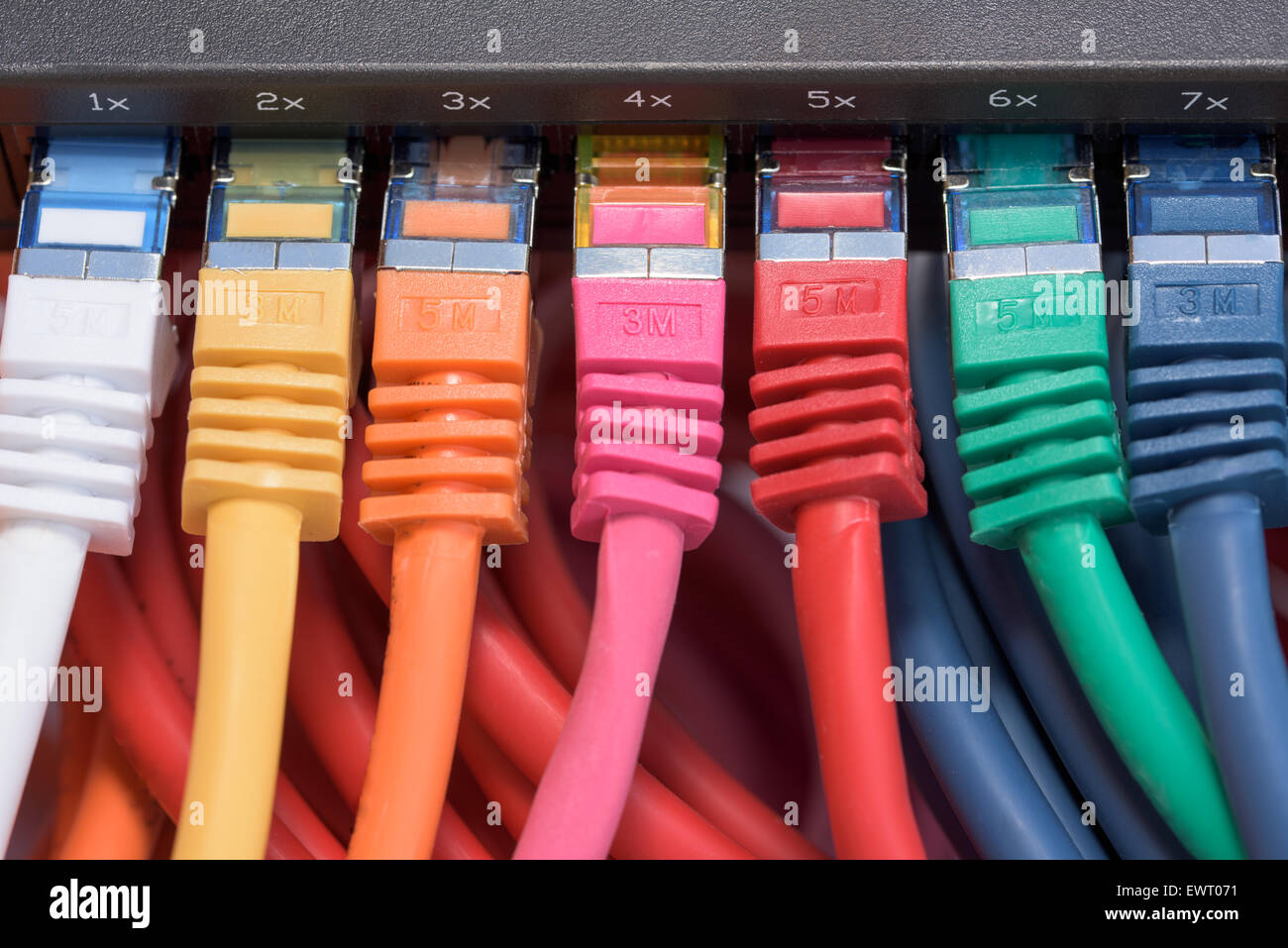 Colorful network cables connected to a switch Stock Photo - Alamy Colorful network cables connected to a switch Stock Photo - Alamy