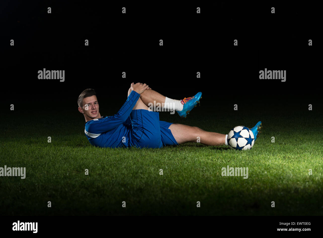 Soccer Player Have Pain Injury Accident On Football Game Stock Photo ...