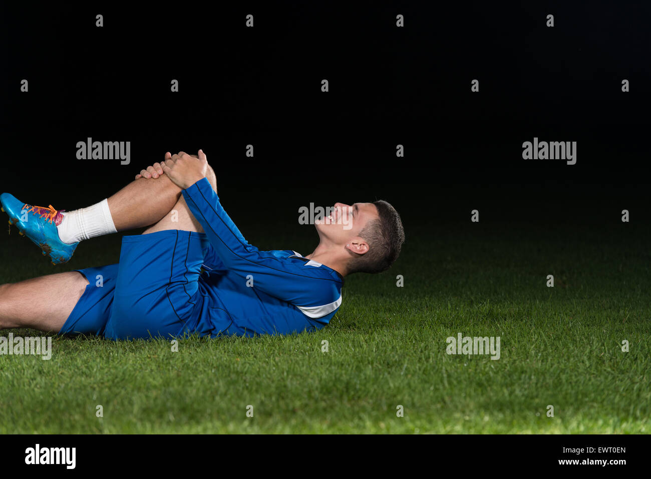 Soccer Player Have Pain Injury Accident On Football Game Stock Photo ...