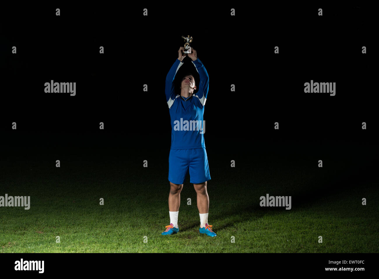 Soccer Player Celebrating The Victory And Become Champion Of Game While ...