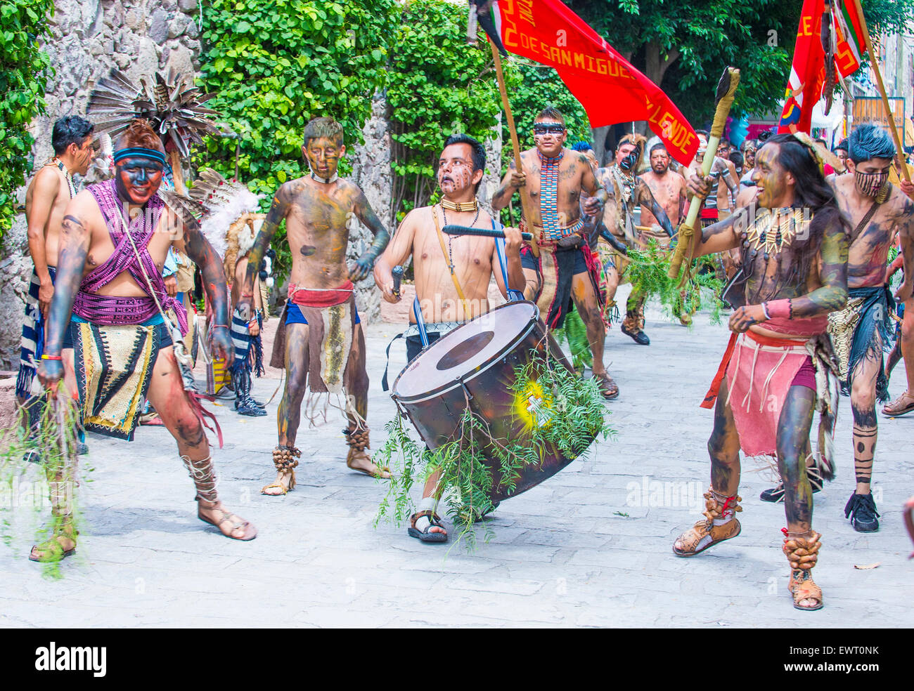 Native Americans with traditional costume participates at the festival ...