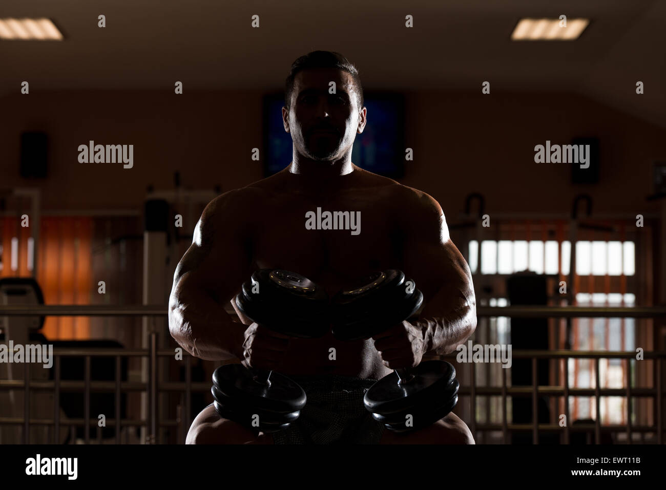 Mexican Bodybuilder Working Out Chest - Dumbbell Concentration Curls ...
