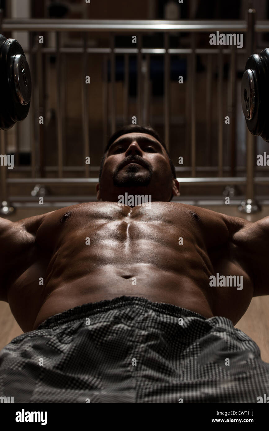 Mexican Bodybuilder Working Out Chest - Dumbbell Concentration Curls ...