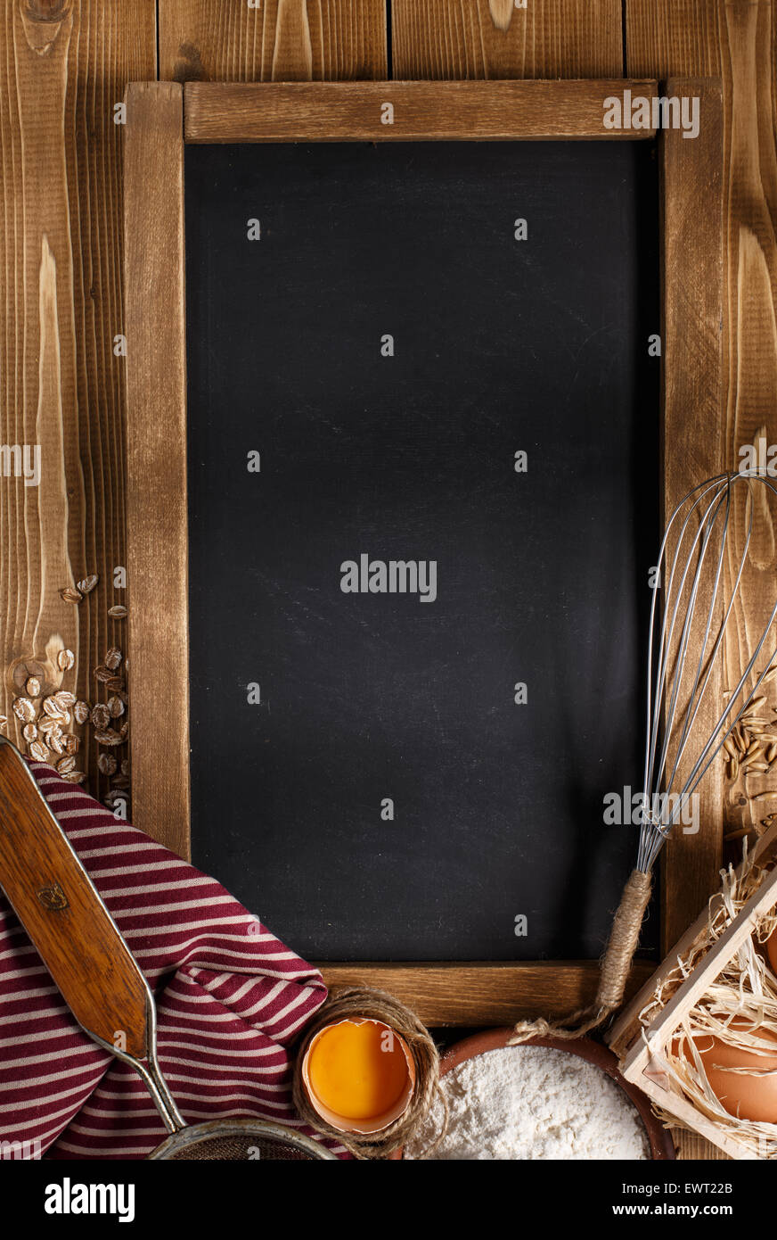 Ingredients for baking with chalk board Stock Photo - Alamy