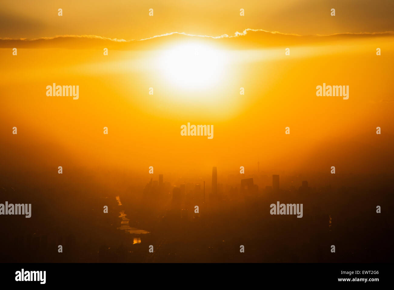 Beijing China sunrise from airplane Stock Photo - Alamy