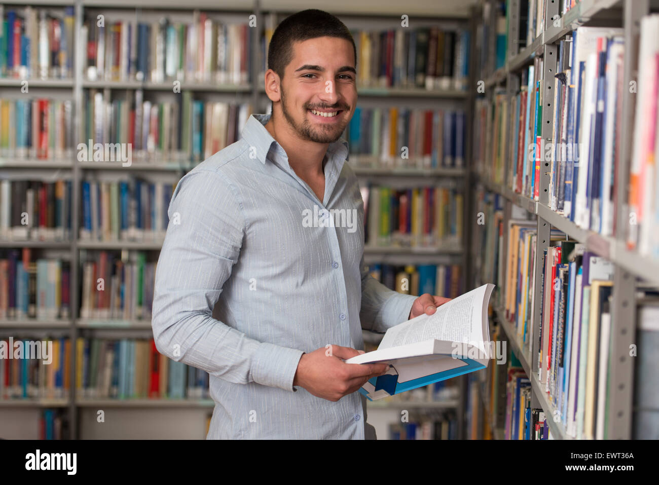 A Portrait Of An Caucasian College Student Man In Library - Shallow ...