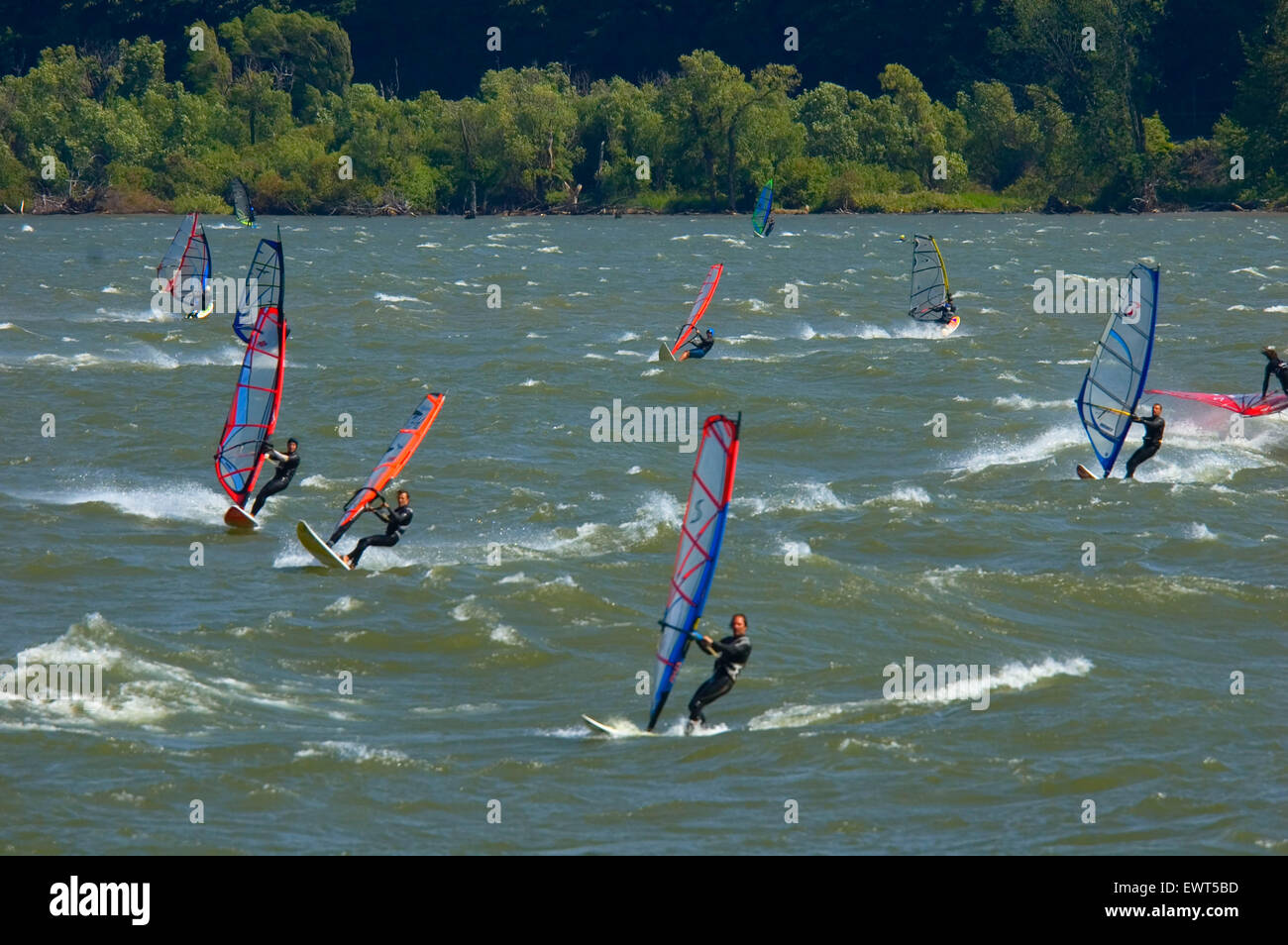 Windsurfers, Spring Creek National Fish Hatchery, Columbia River Gorge ...