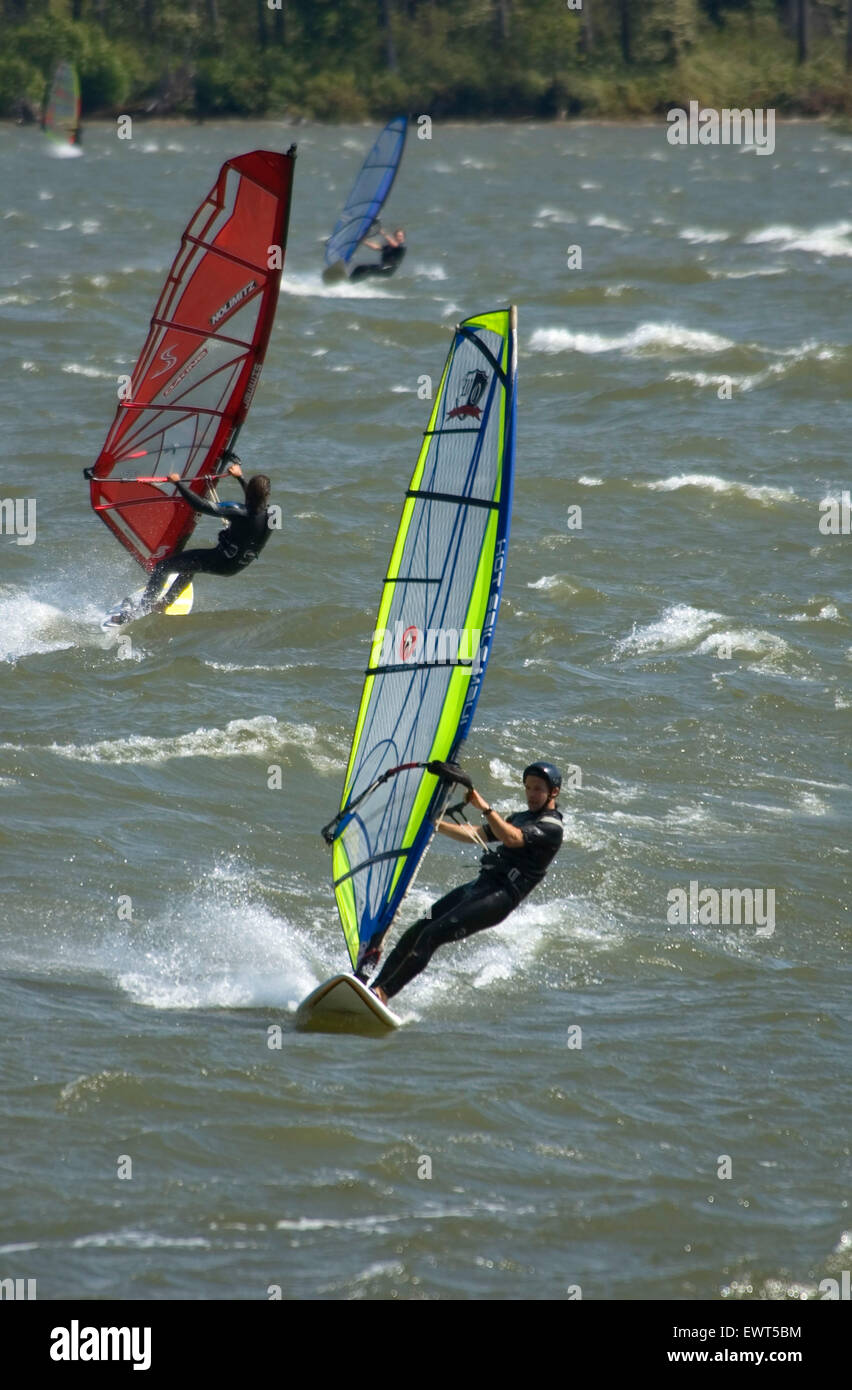 Windsurfers, Spring Creek National Fish Hatchery, Columbia River Gorge ...