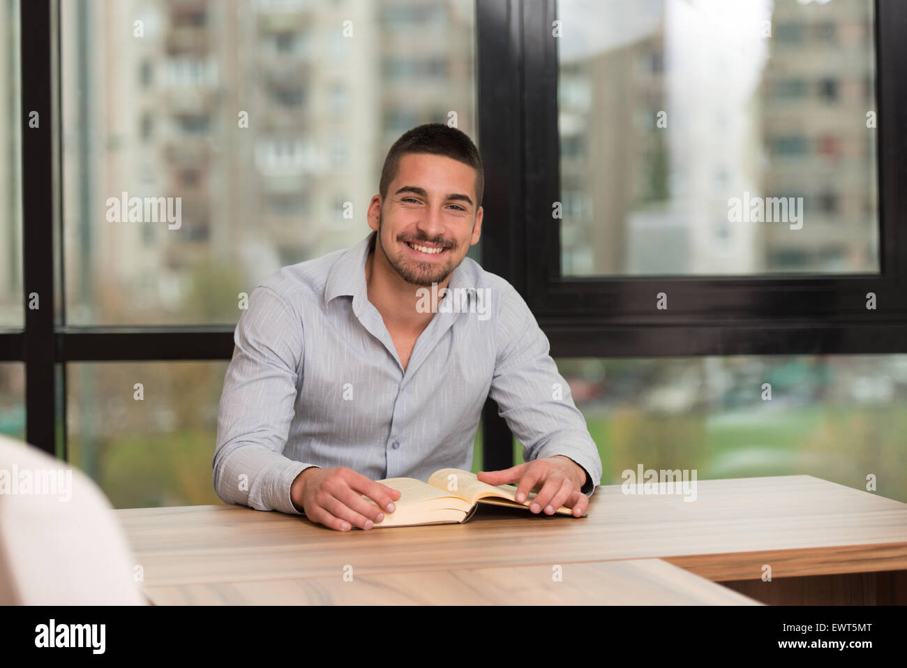 A Portrait Of An Caucasian College Student Man In Library - Shallow ...