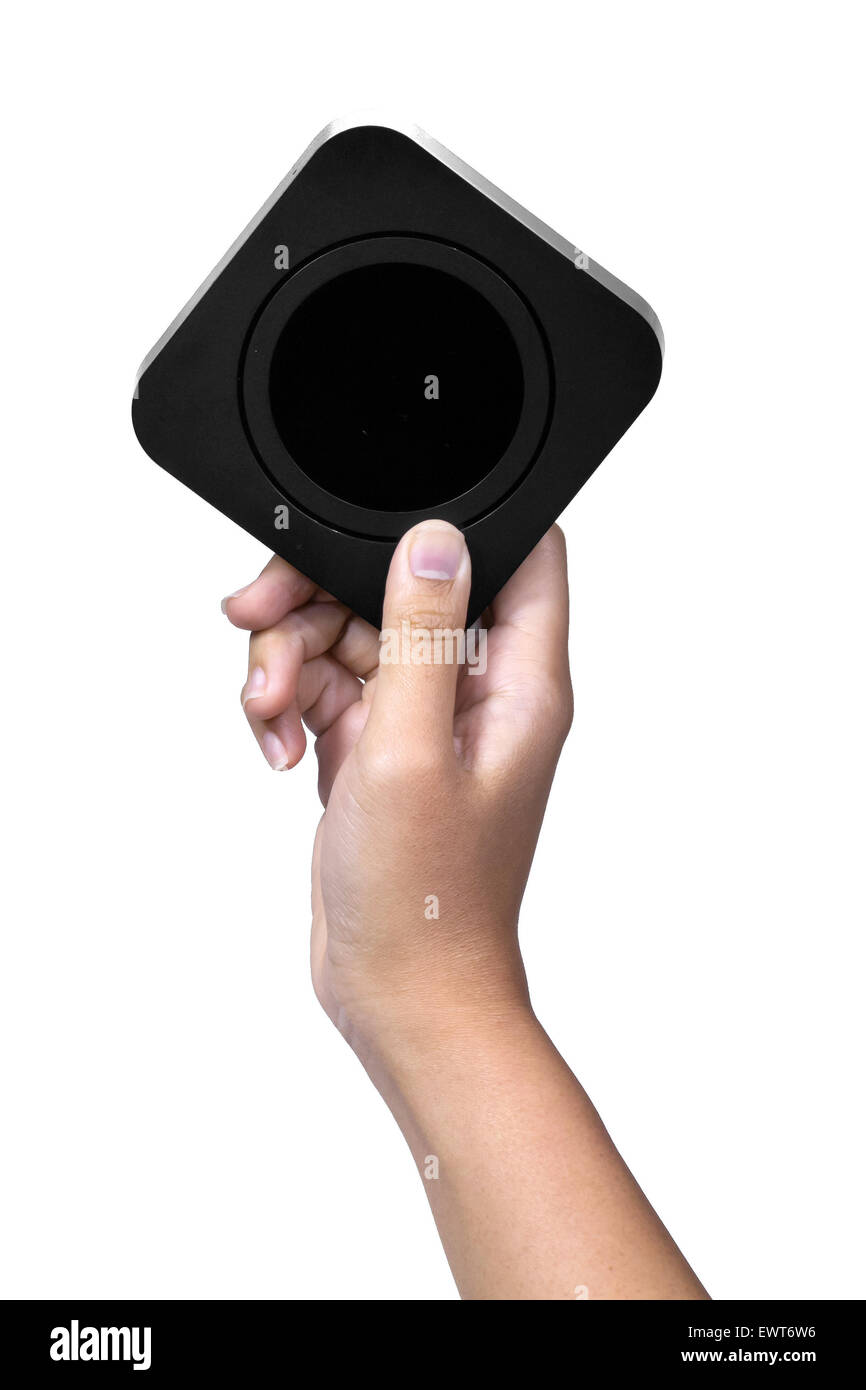 Hand holding square black box Stock Photo - Alamy