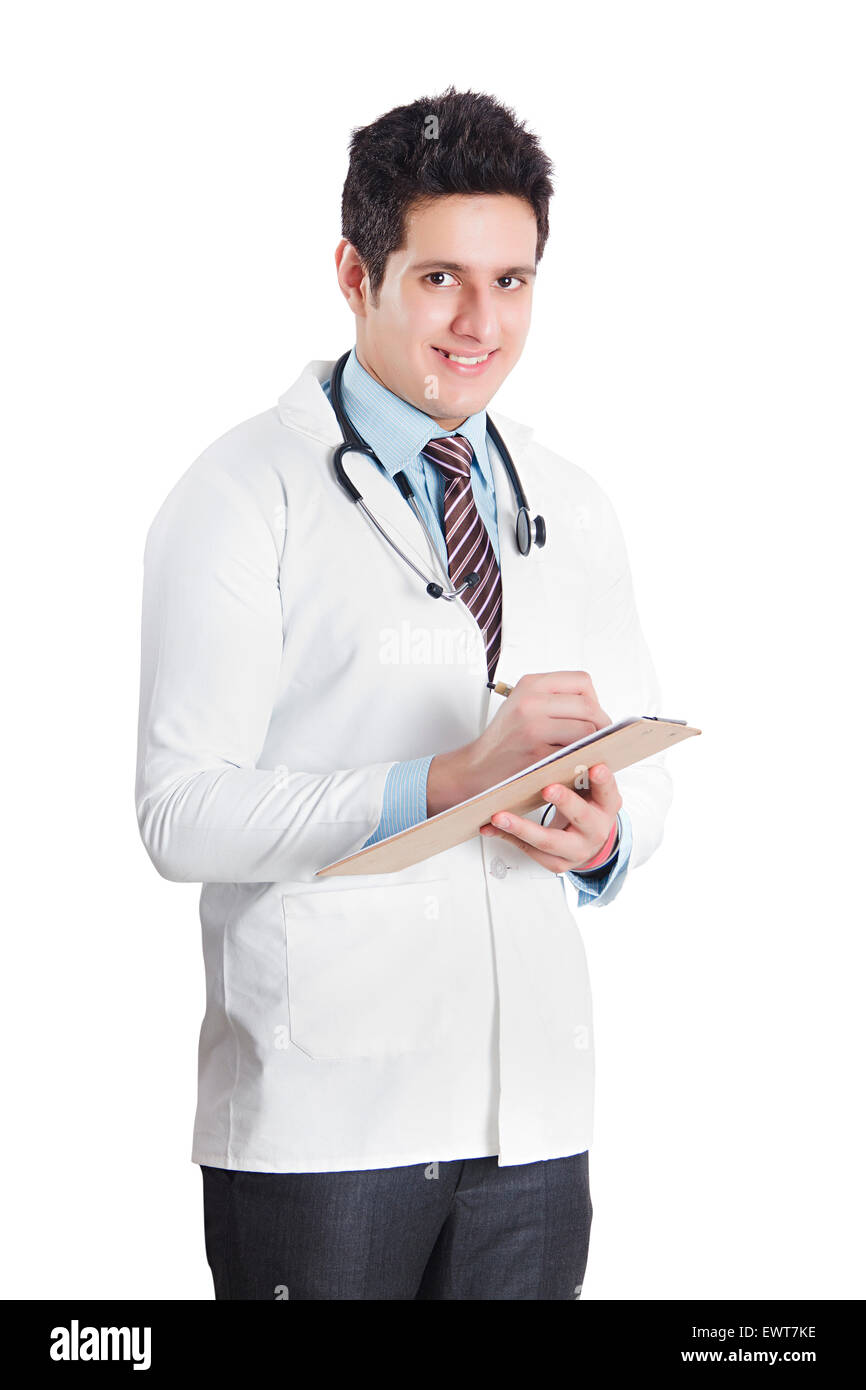 Indian doctor reading reports smiling hi-res stock photography and ...