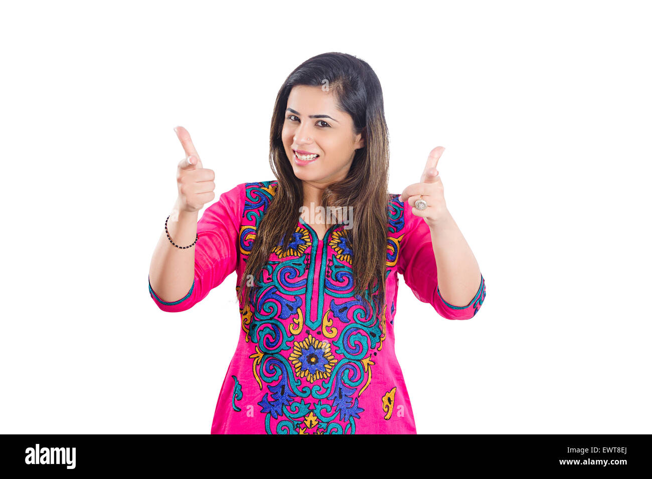 Woman pointing fingers camera hi-res stock photography and images - Alamy