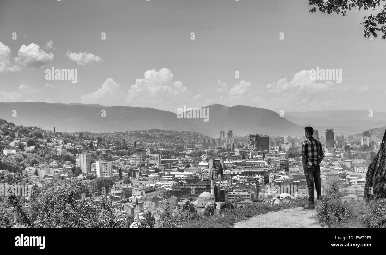 Bosnia capital cityscape Black and White Stock Photos & Images - Alamy