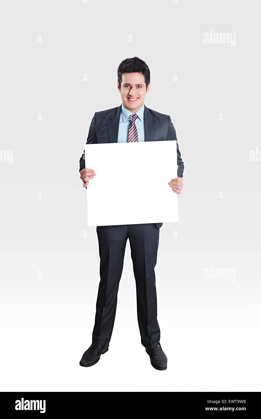 1 indian Business Man Showing Message Board Stock Photo - Alamy