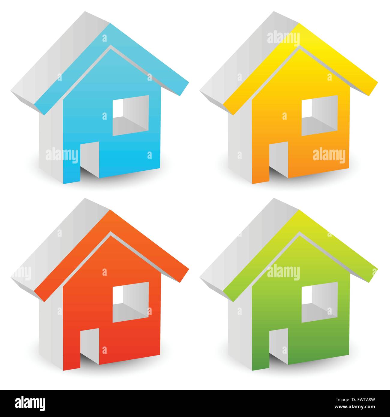 3d house icons in various colors. editable graphics Stock Vector Image ...