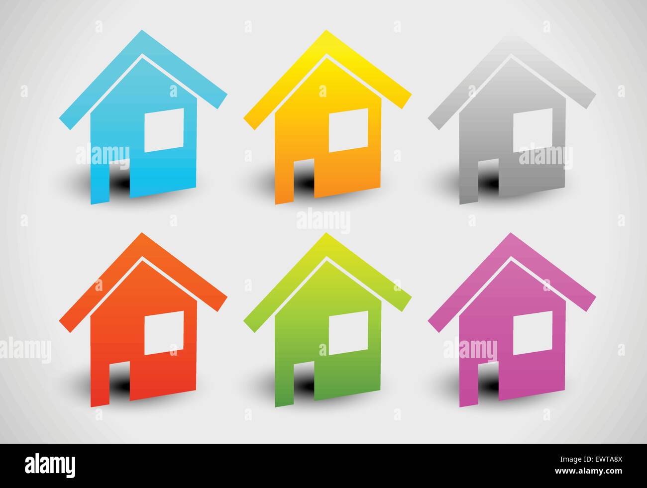 3d house icons in various colors. editable graphics Stock Vector Image ...