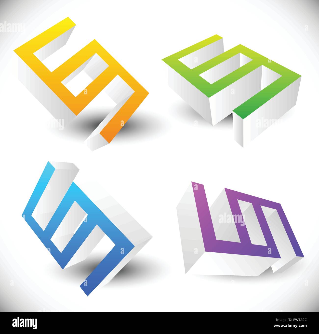 Angular 3d icons rotated in 4 angles Stock Vector Image & Art - Alamy