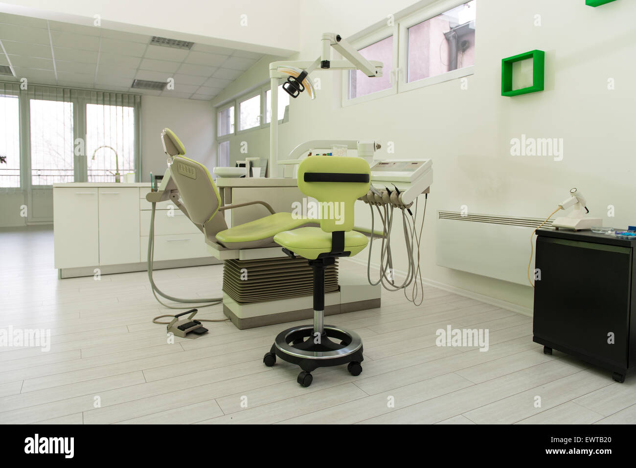 Dental Chair With Equipment In The Dental Office Stock Photo - Alamy