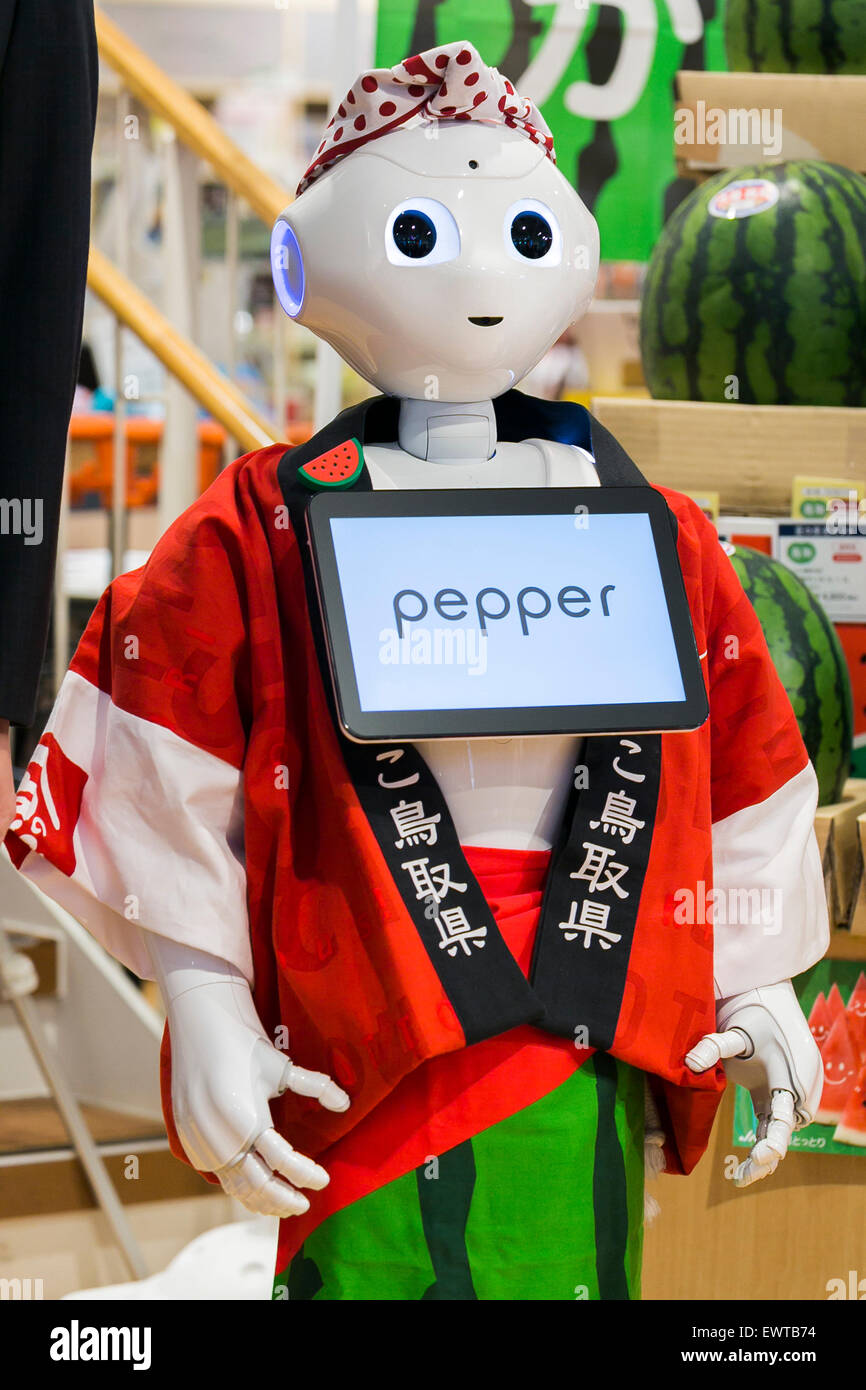 Tokyo, Japan. 1st July, 2015. The humanoid robot Pepper debuted as a ...