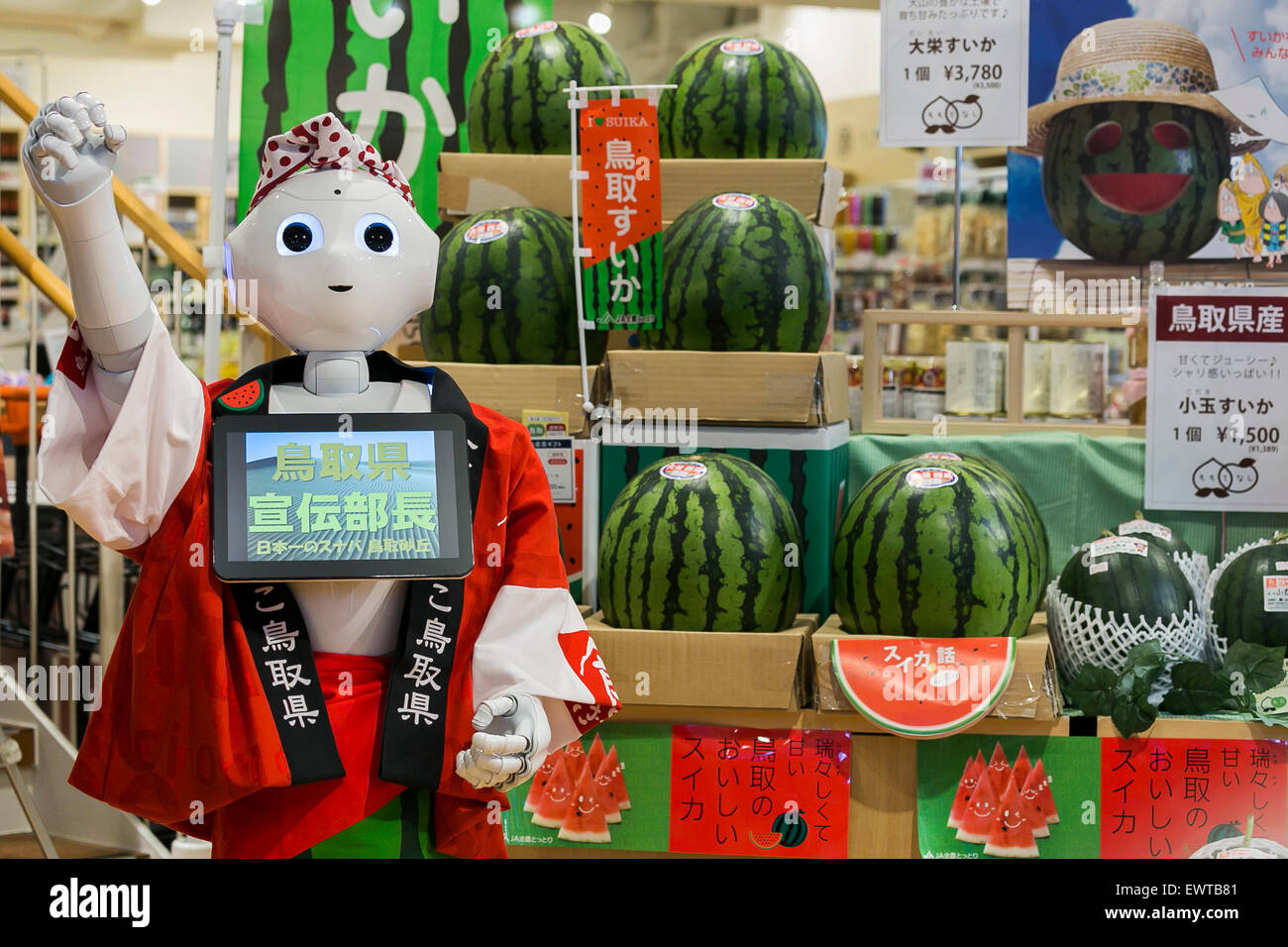 Tokyo, Japan. 1st July, 2015. The humanoid robot Pepper debuted as a ...
