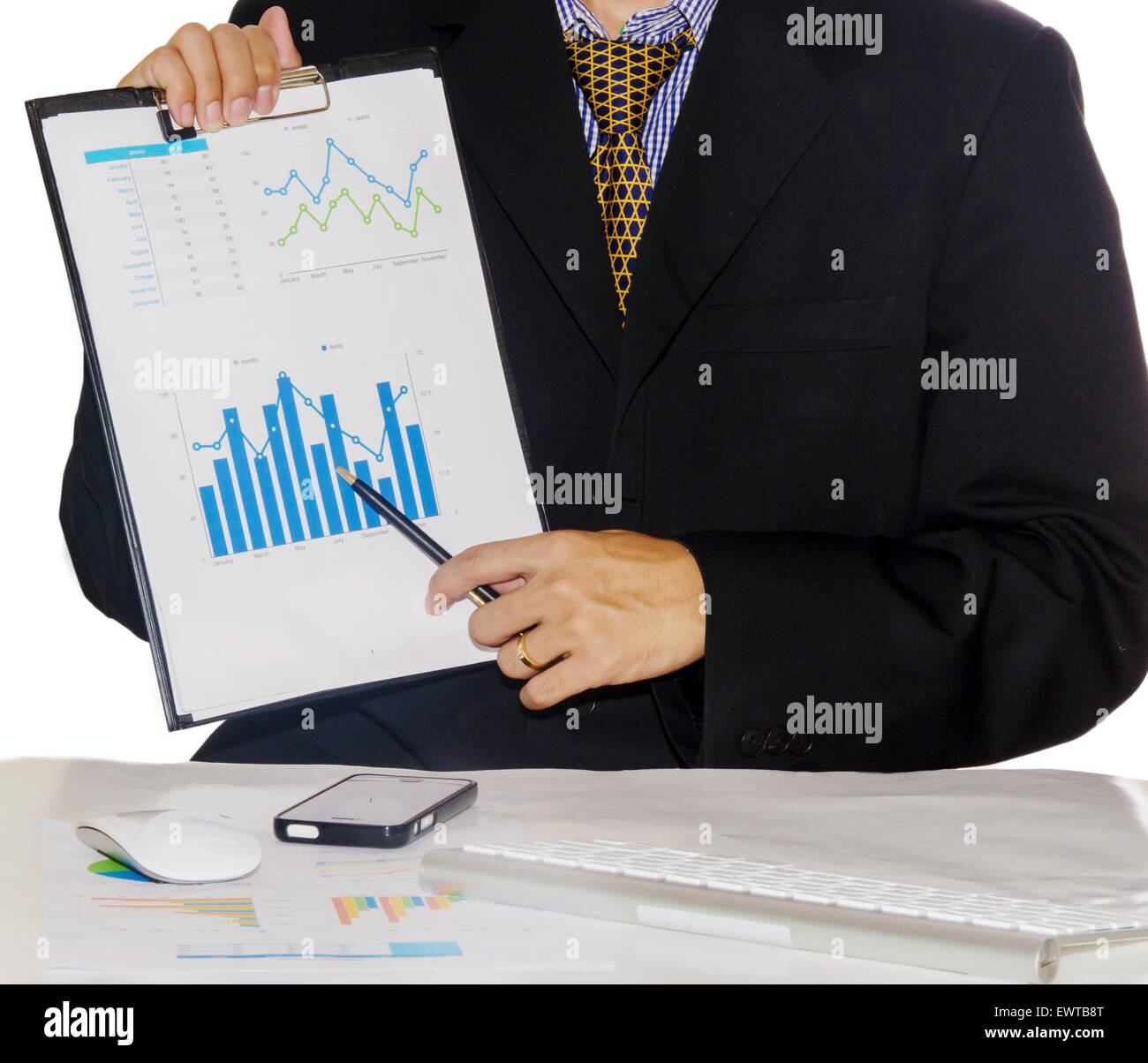 business man graph on the white background Stock Photo - Alamy