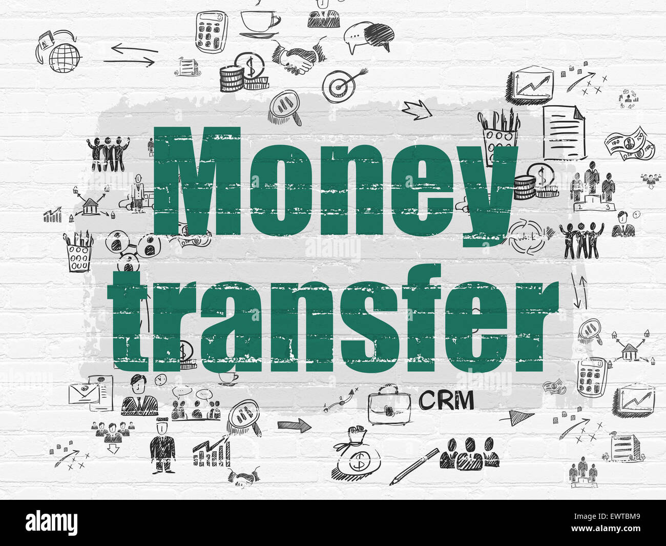 Business concept: Money Transfer on wall background Stock Photo - Alamy