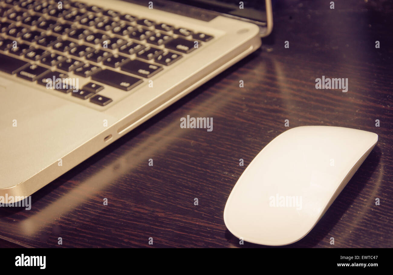 Mouse and keyboard on table . Vintage Stock Photo - Alamy