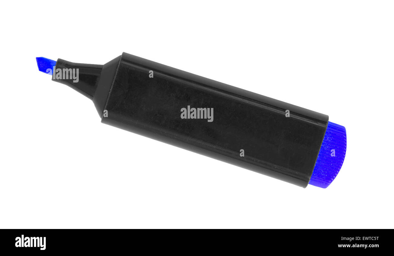 Blue highlighter isolated over a white background Stock Photo - Alamy