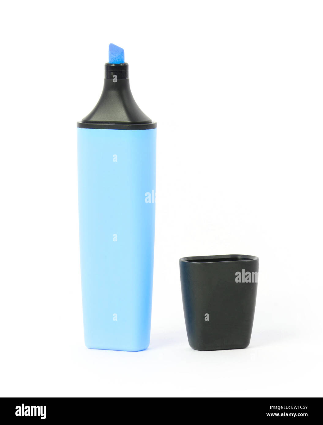 Blue highlighter isolated over a white background Stock Photo - Alamy