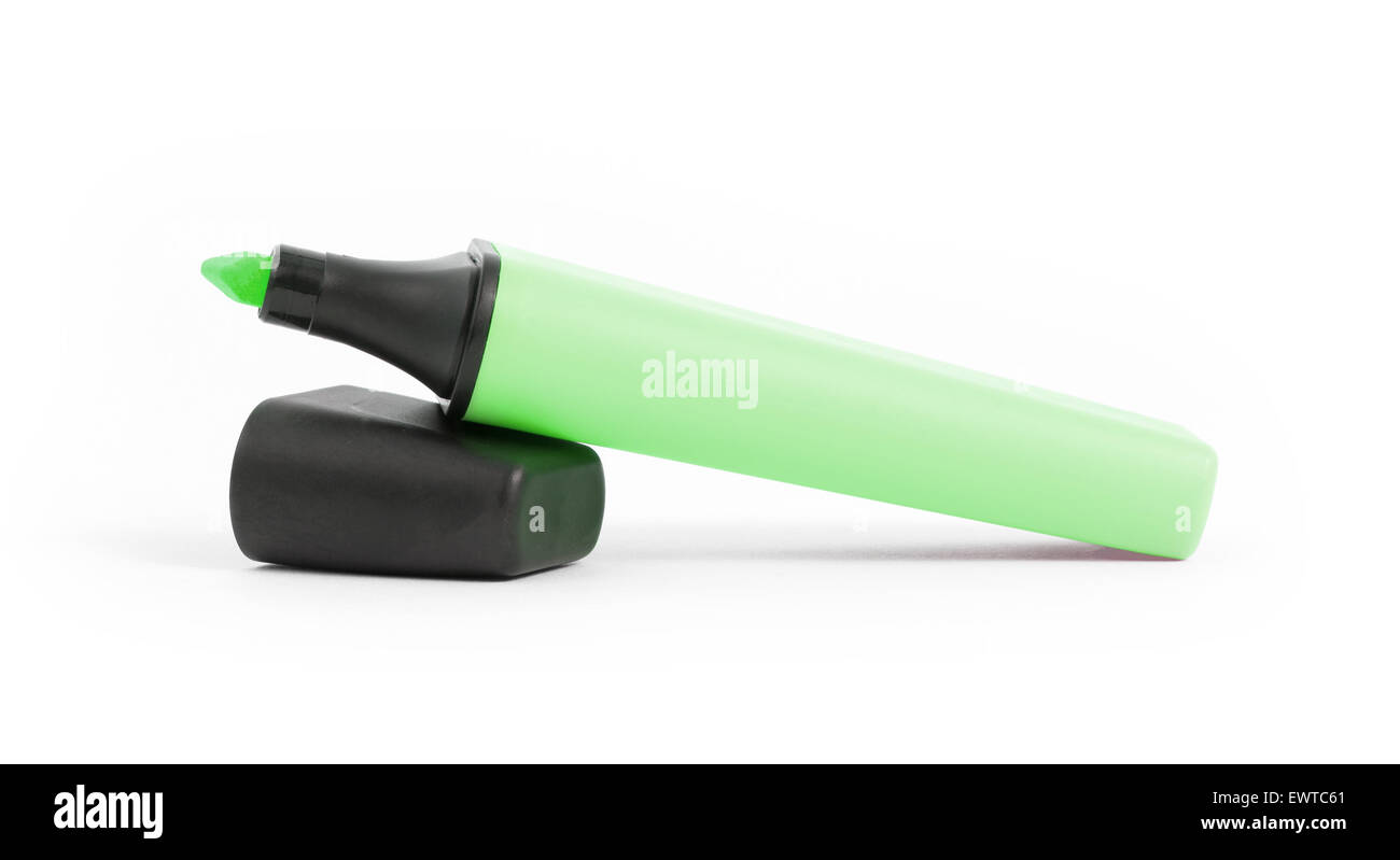 Green highlighter isolated over a white background Stock Photo - Alamy