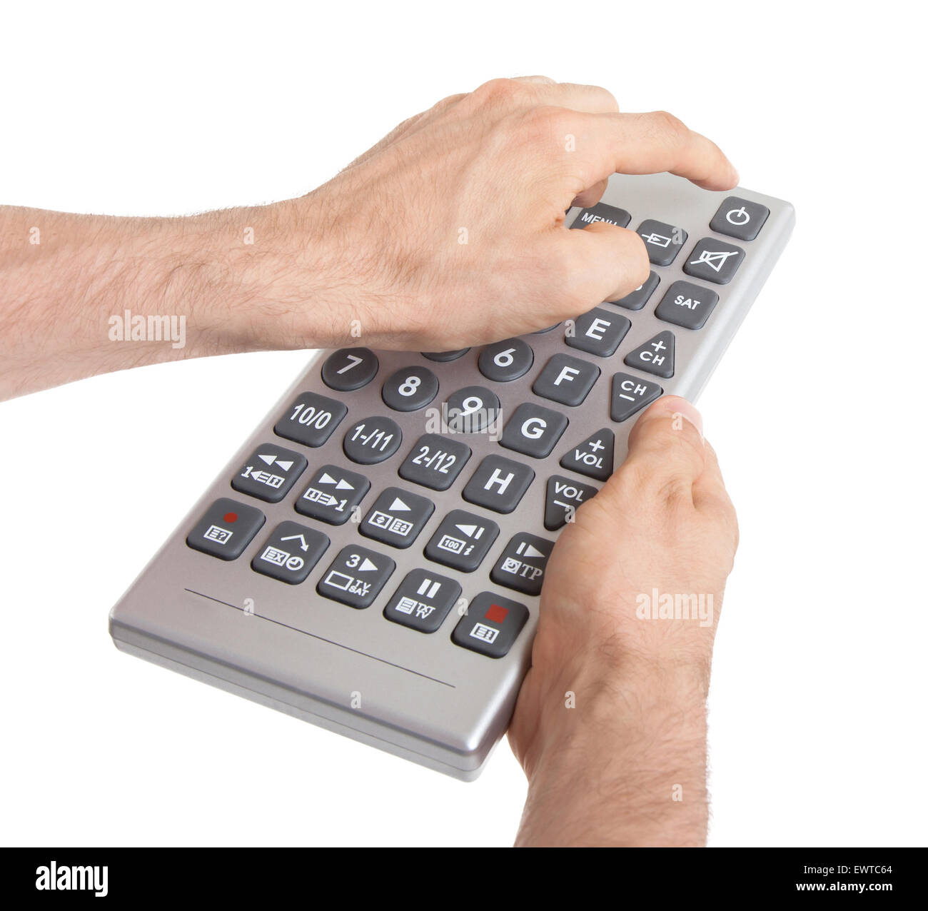 Media conceptual image - Unusual large remote control, isolated on ...