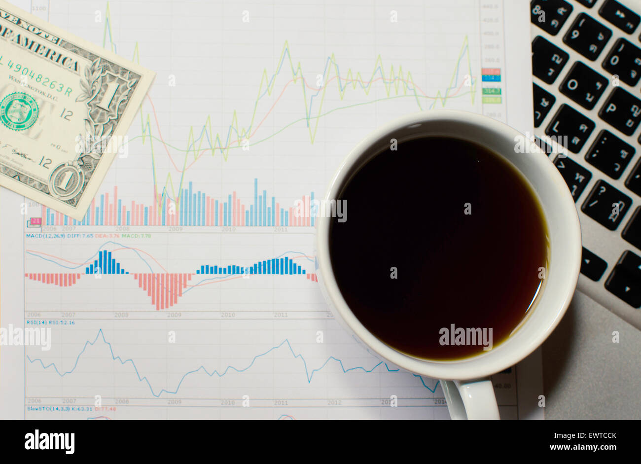Business diagram on financial report with money Stock Photo - Alamy