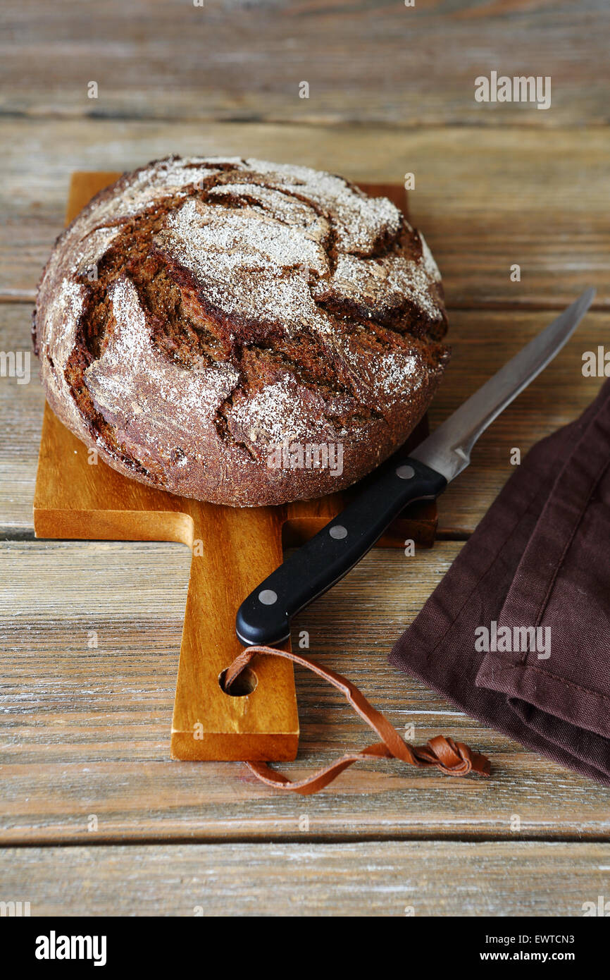 Round rustic bread, healthy food Stock Photo - Alamy