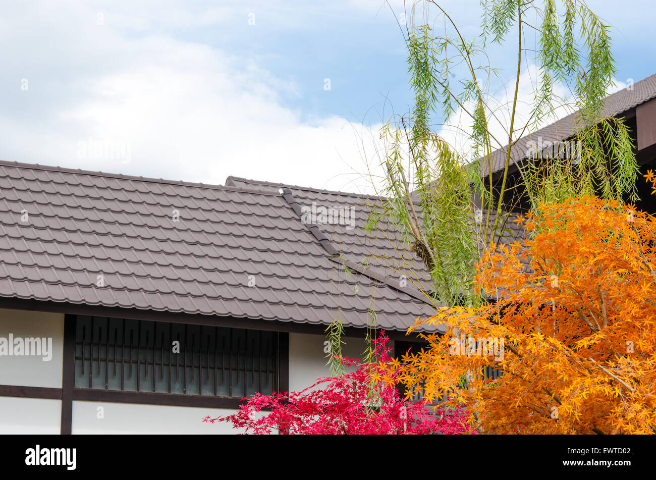 roof of traditionally japanese style with sky Stock Photo - Alamy