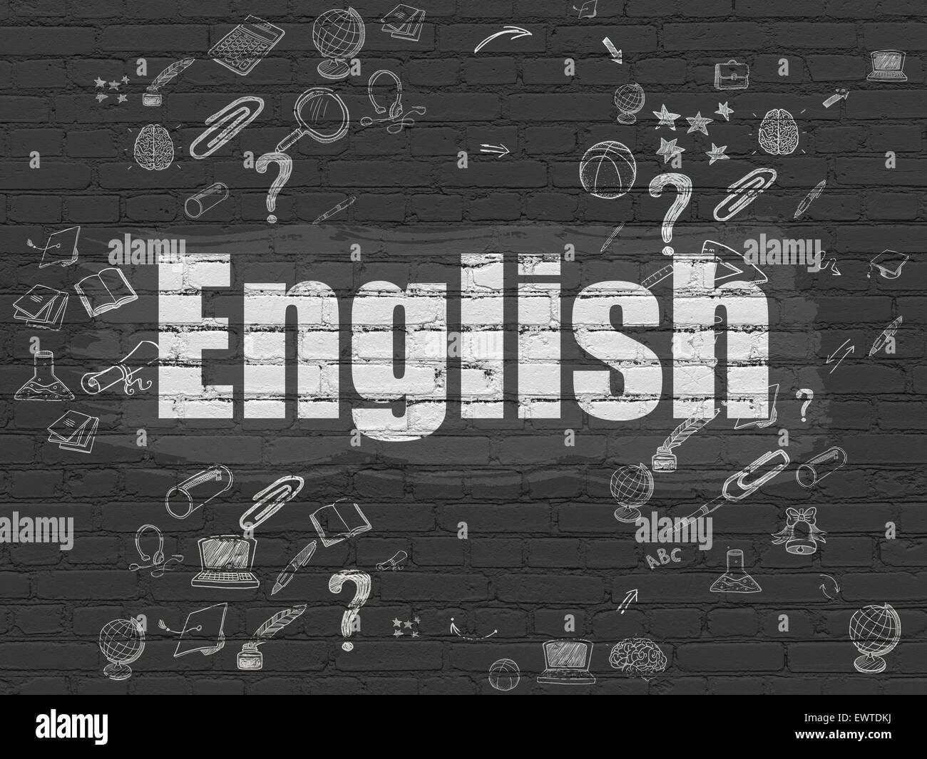 Education concept: English on wall background Stock Photo - Alamy