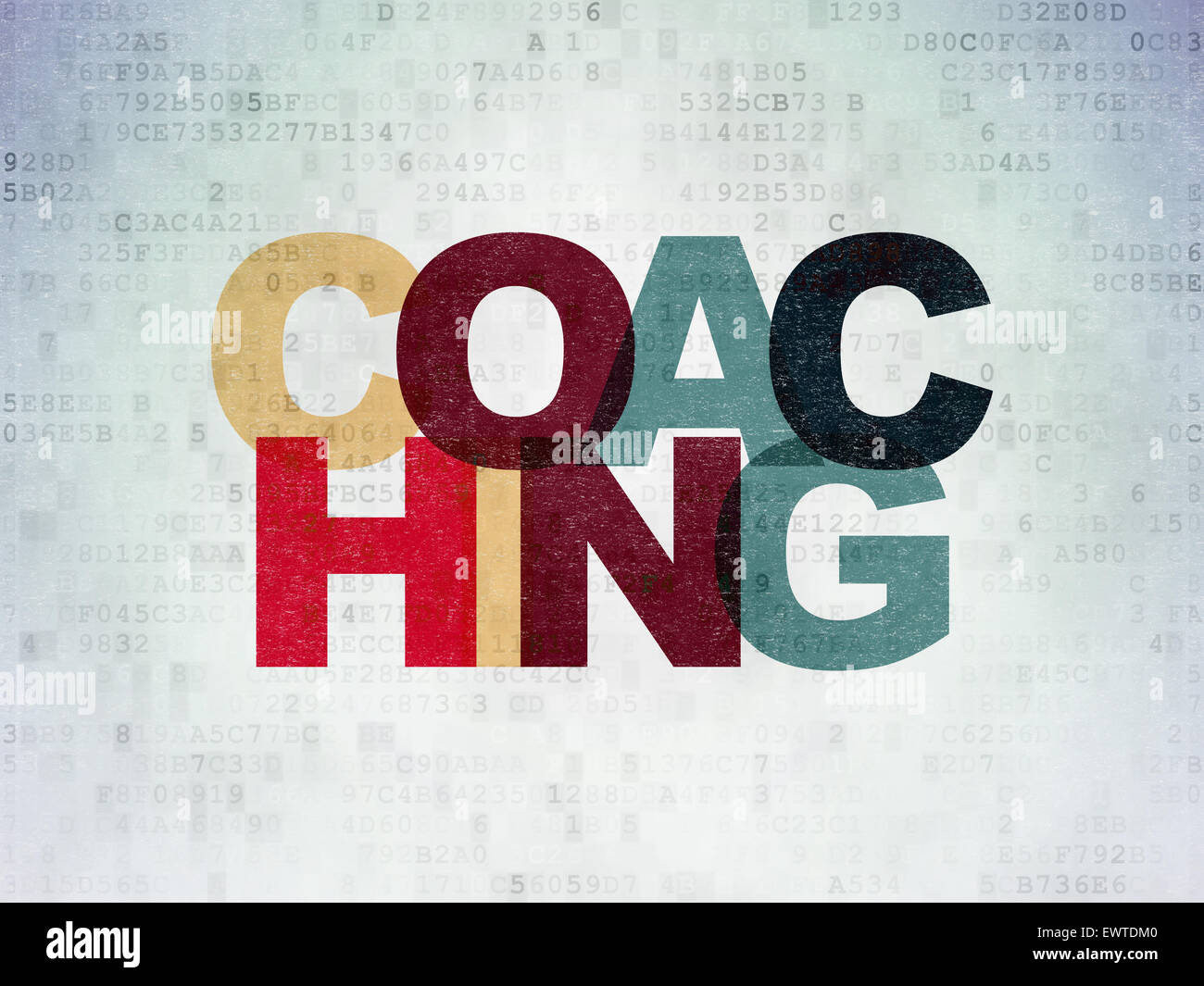 Studying concept: Coaching on Digital Paper background Stock Photo - Alamy