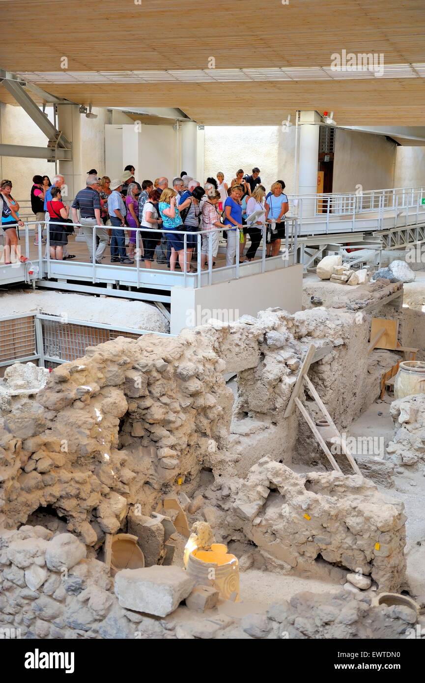 The prehistoric city of Akrotiri on the island of santorini, Greece ...