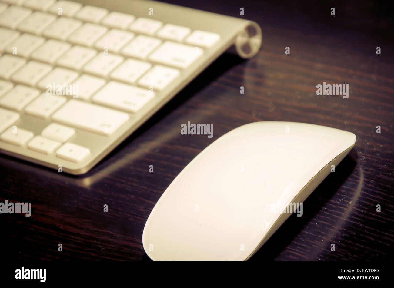 Mouse and keyboard on table . Vintage Stock Photo - Alamy