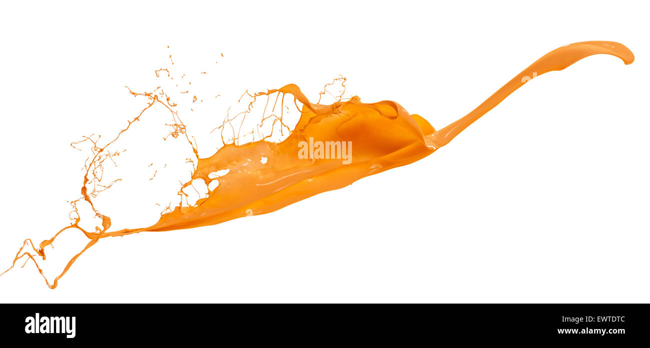 a perfect splash of orange paint isolated on white background Stock ...
