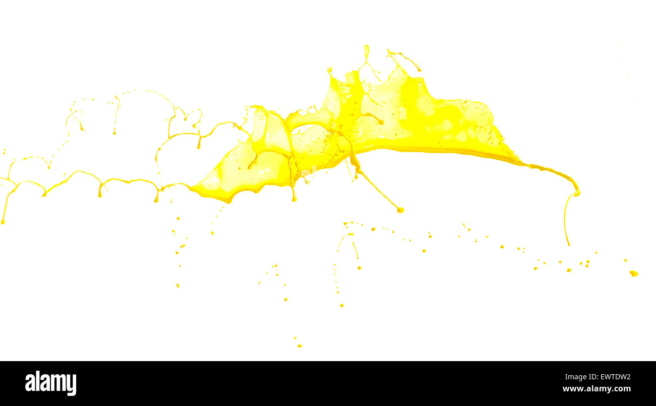 splendid yellow paint splash isolated on white background Stock Photo ...