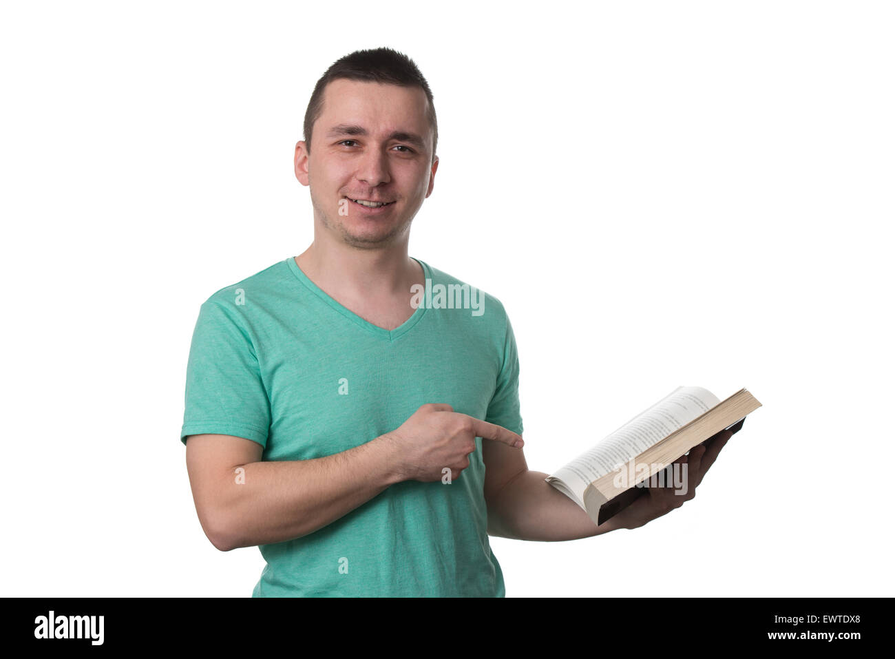 Hands holding up an open book to face hi-res stock photography and ...