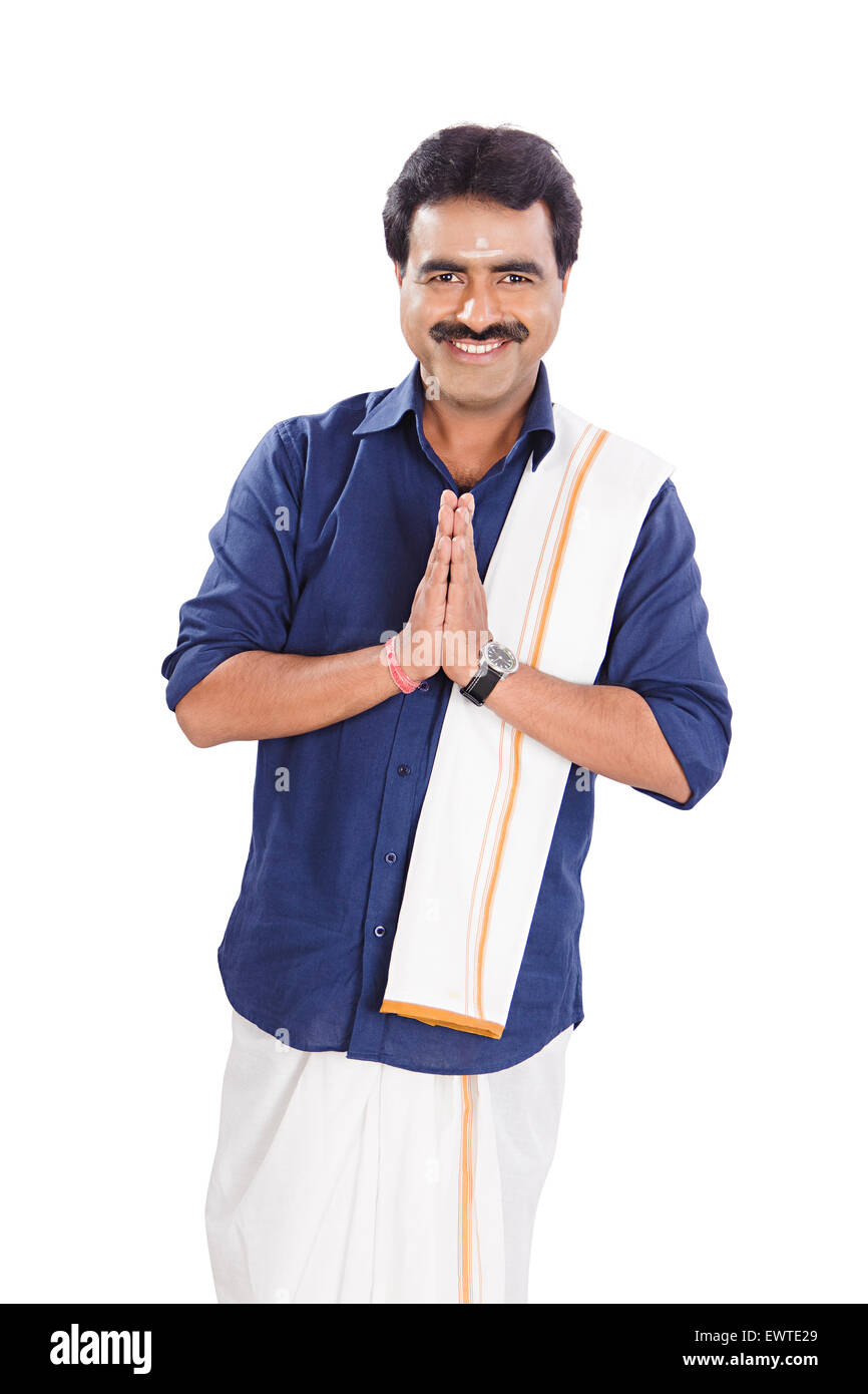1 South Indian man Joined Hands Welcome Stock Photo - Alamy
