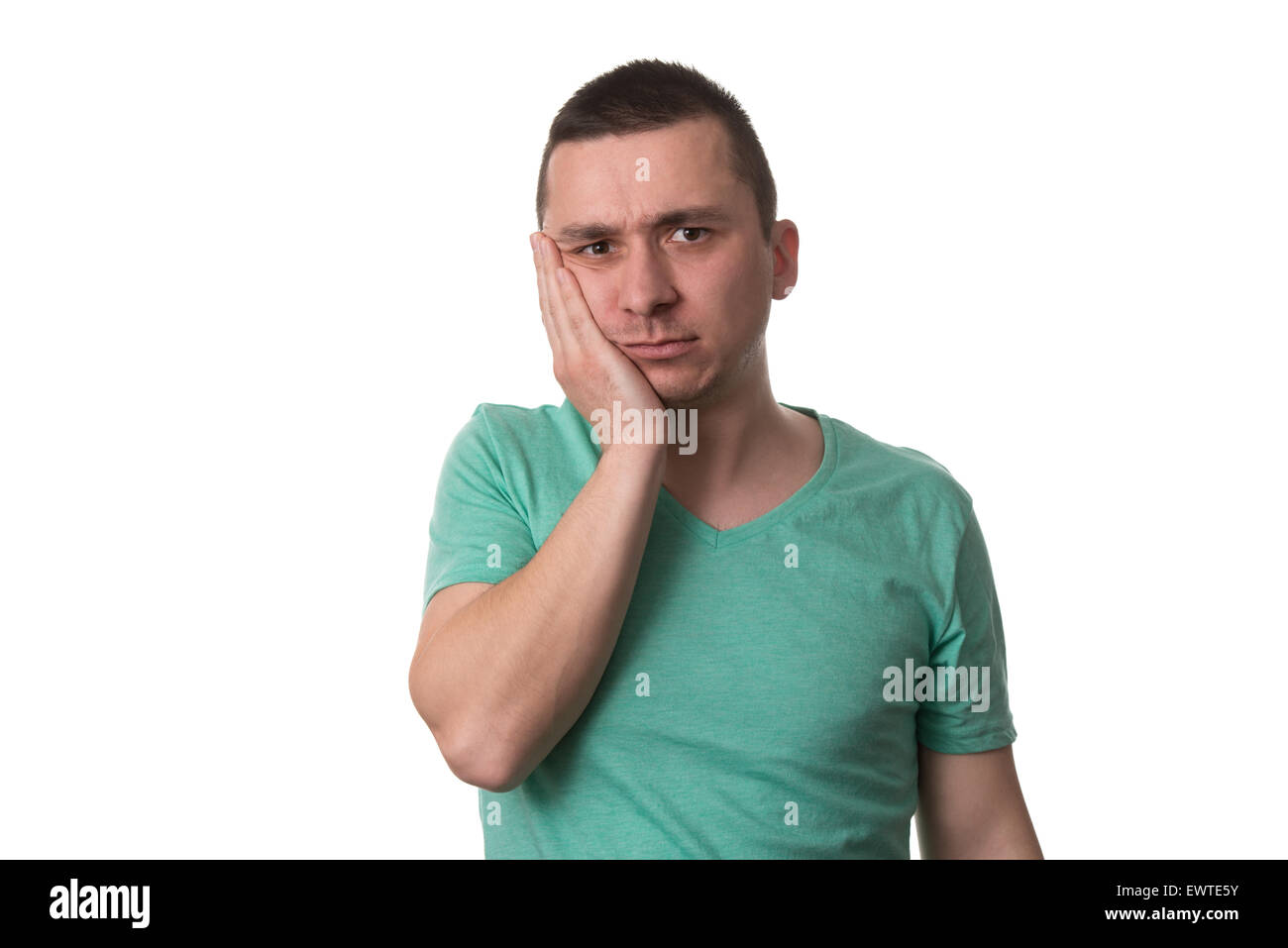 Portrait Of Young Man With Sensitive Tooth Ache Crown Problem ...