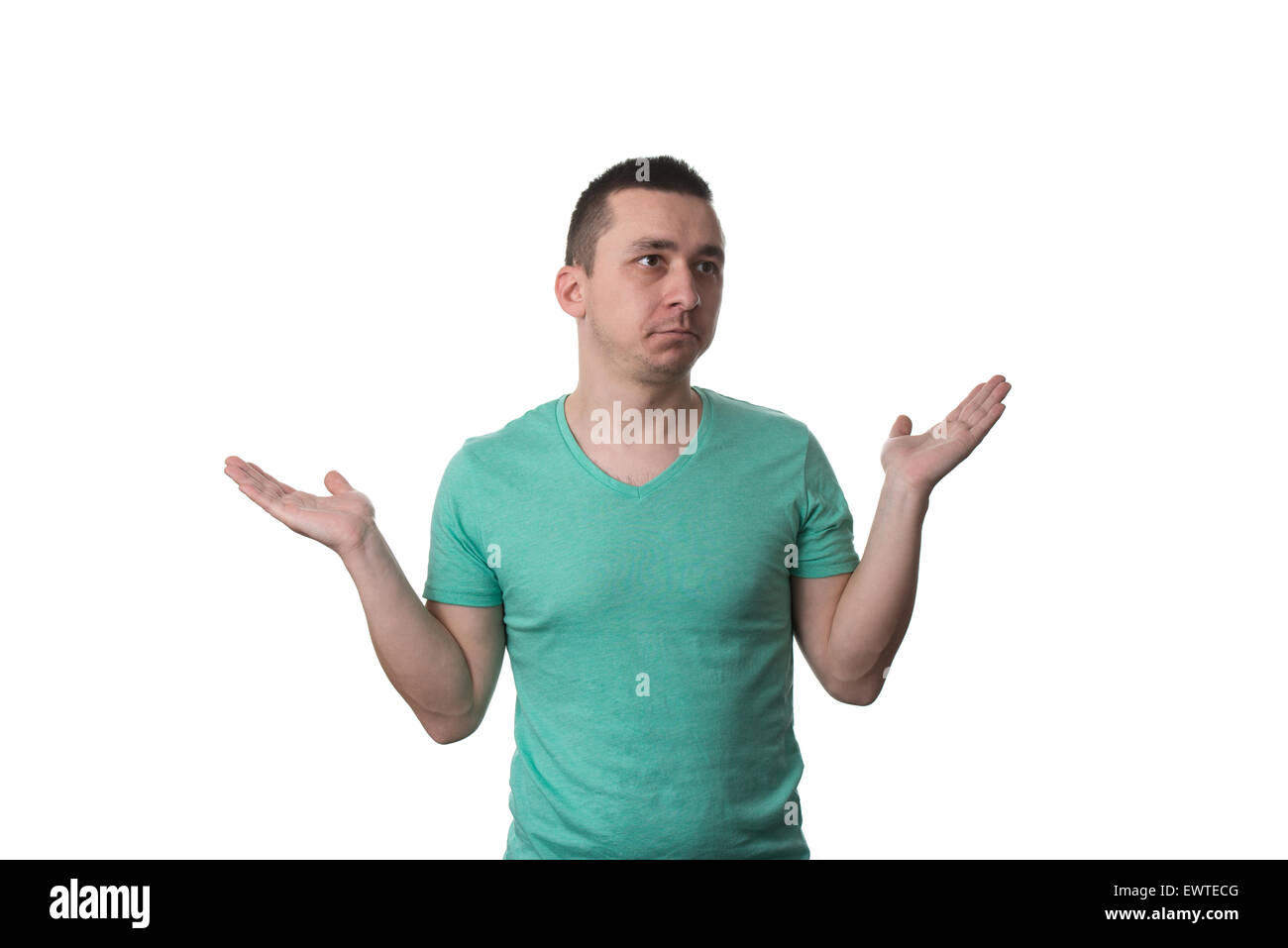 Man Holding Up His Hands Showing He Has Nothing - Isolated On White ...