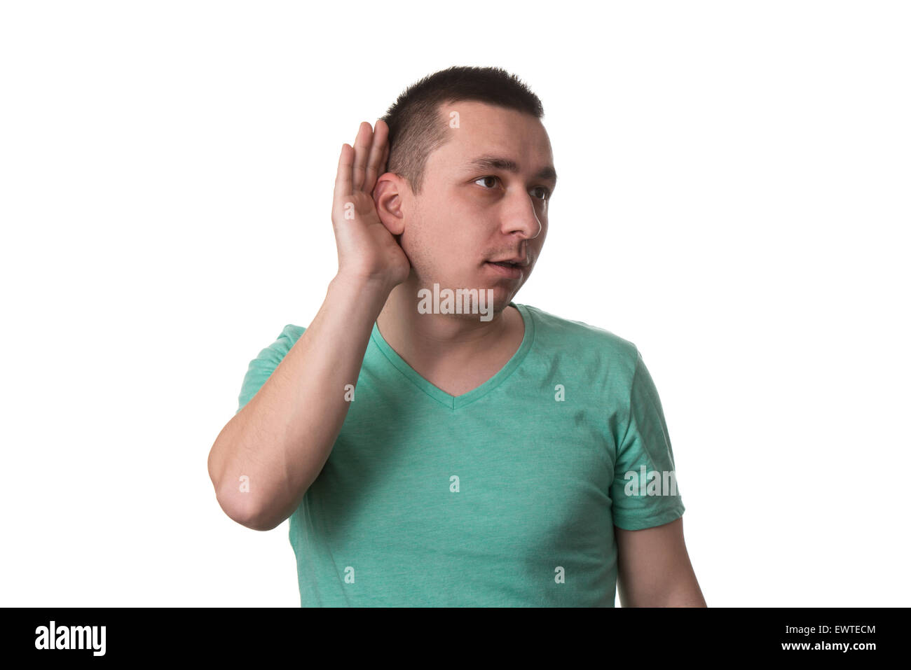 Young Man Which Overhears Conversation - Isolated On White Background ...