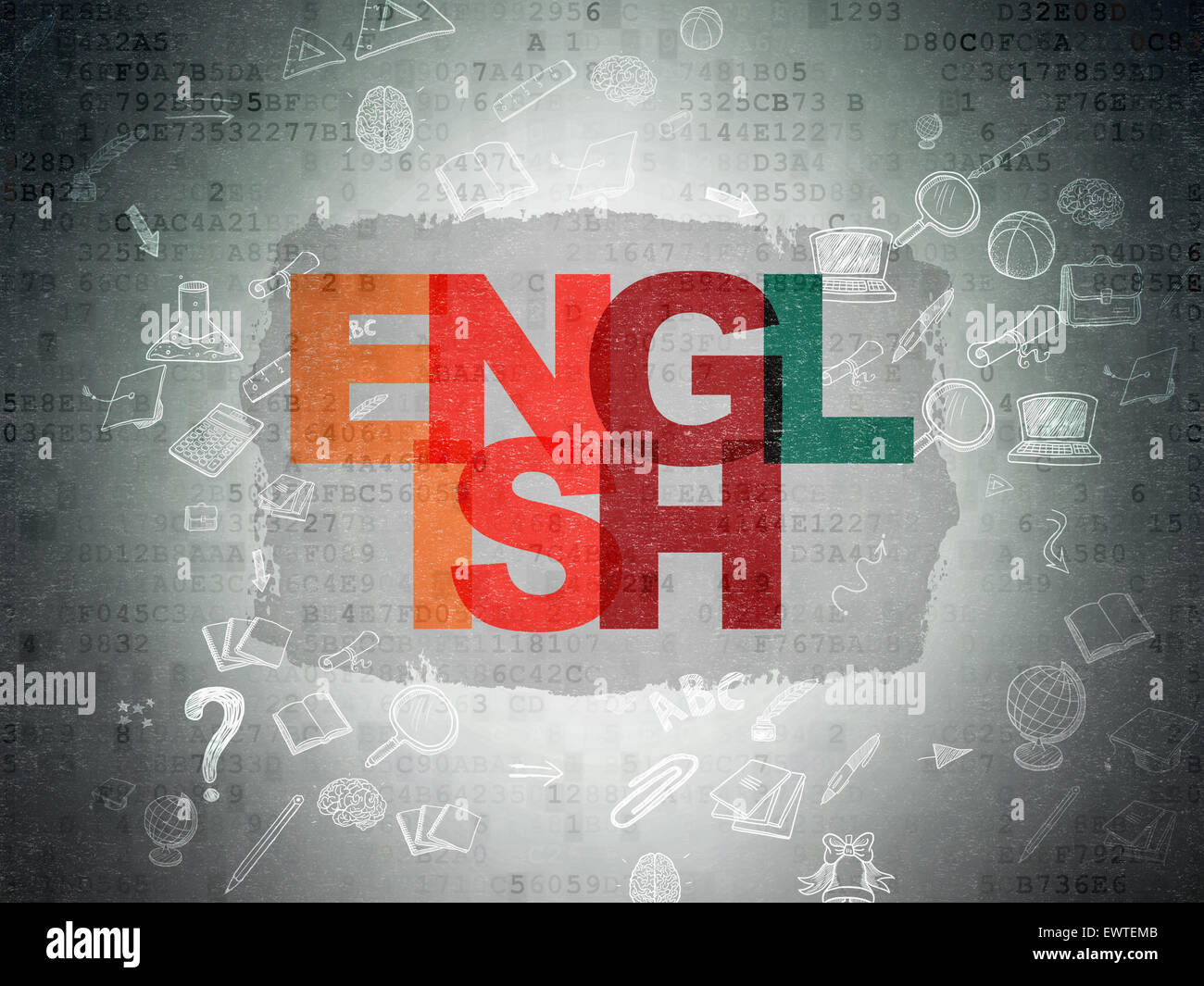 Education concept: English on Digital Paper background Stock Photo - Alamy