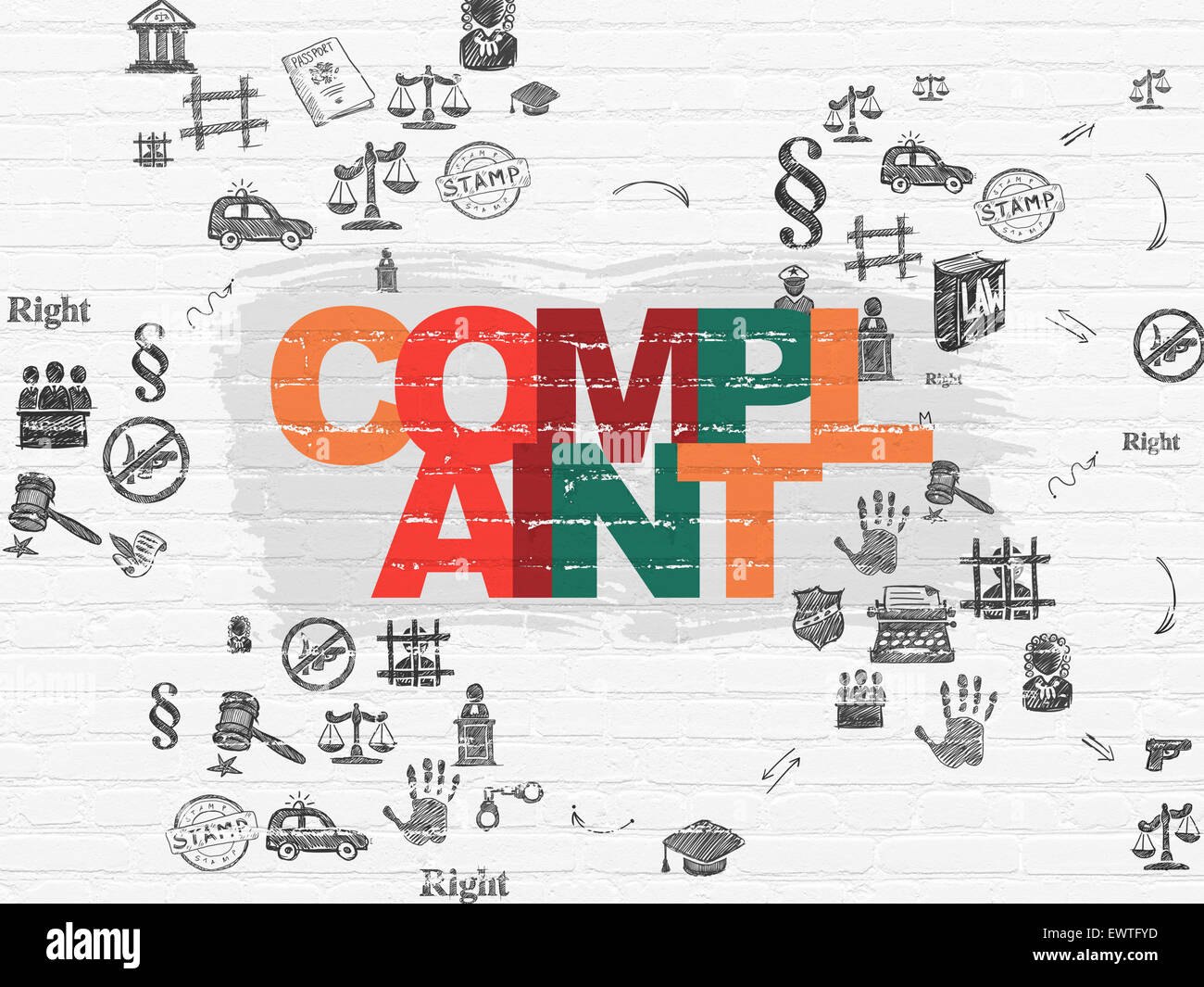 Law concept: Complaint on wall background Stock Photo - Alamy